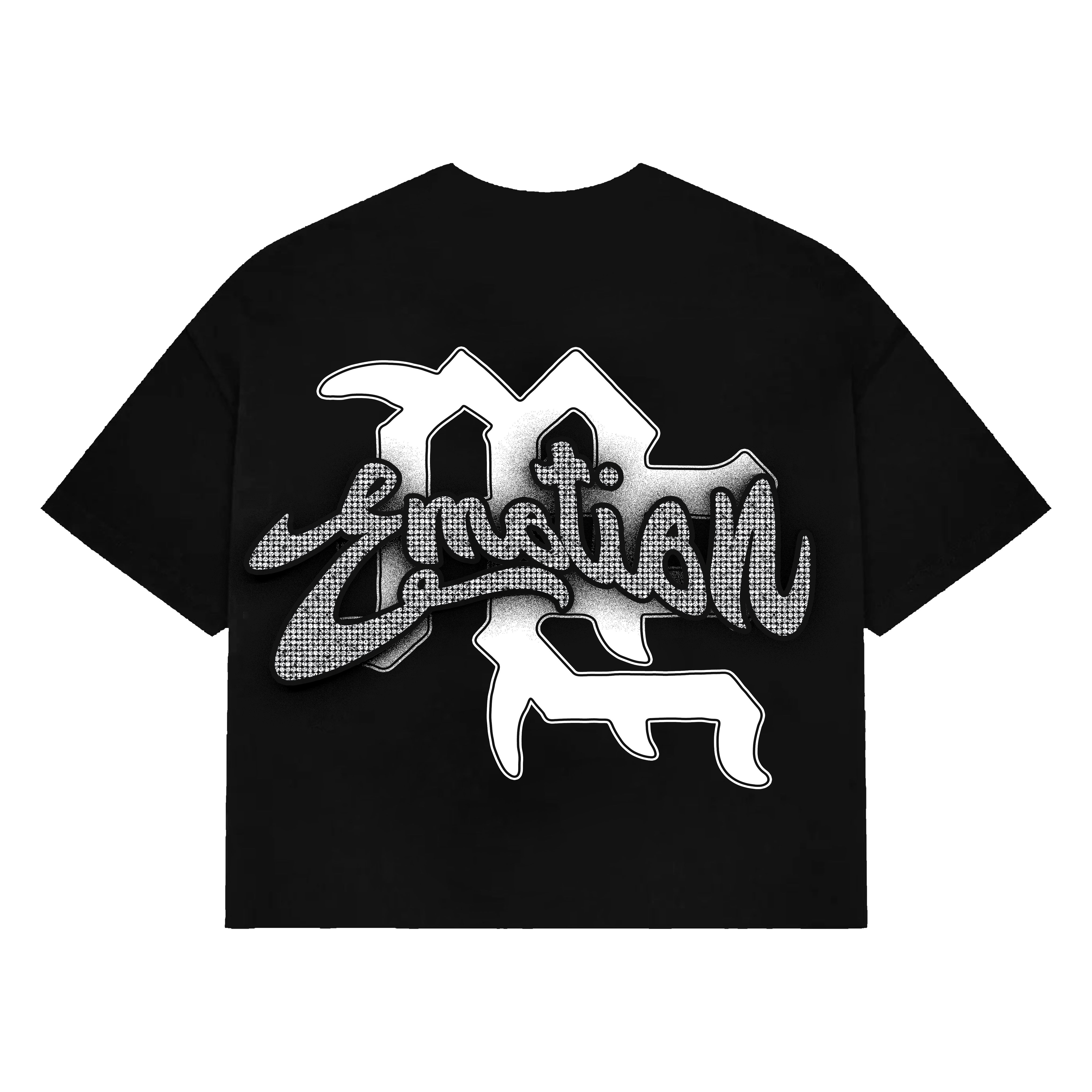 Black “Rhinestone” Cropped Tee – Mixed Emotion