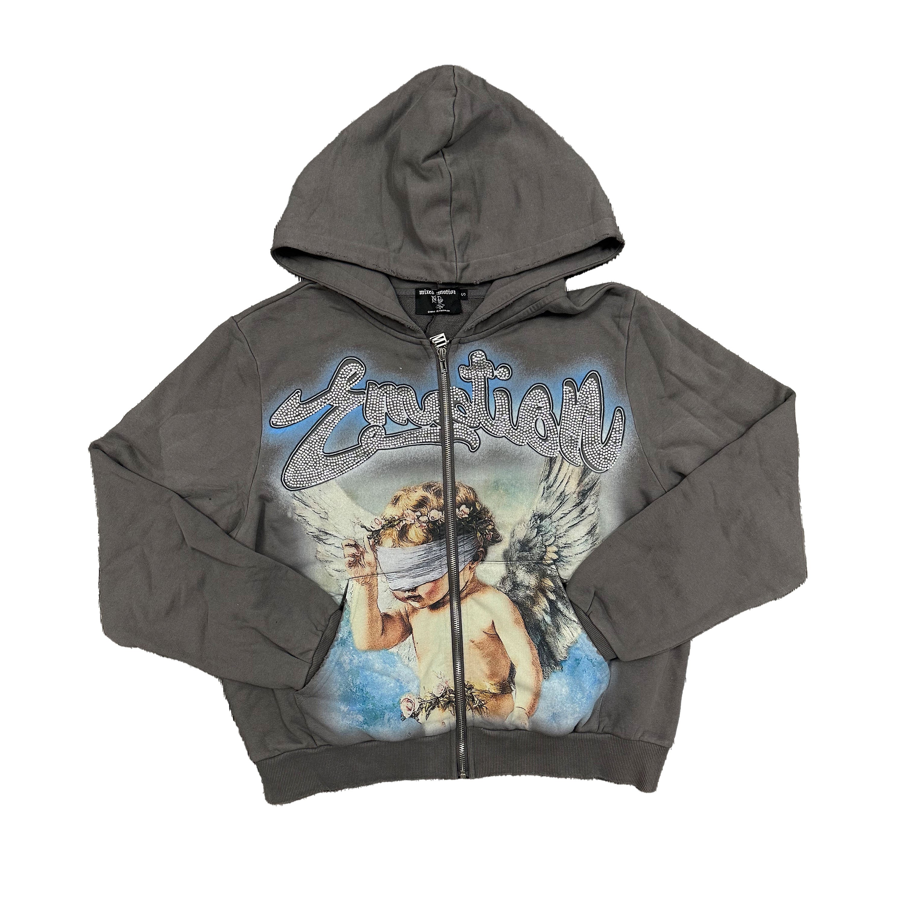 Grey “Rhinestone” Hoodie – Mixed Emotion