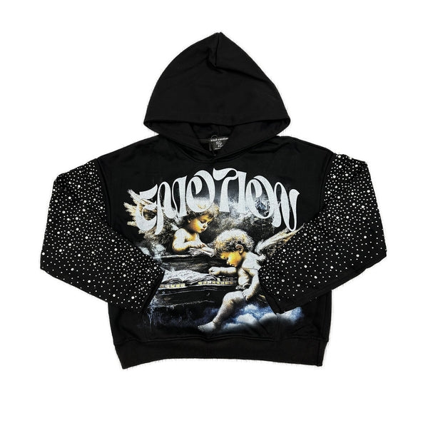 Fallen Angels Rhinestone Hoodie – Mixed Emotion