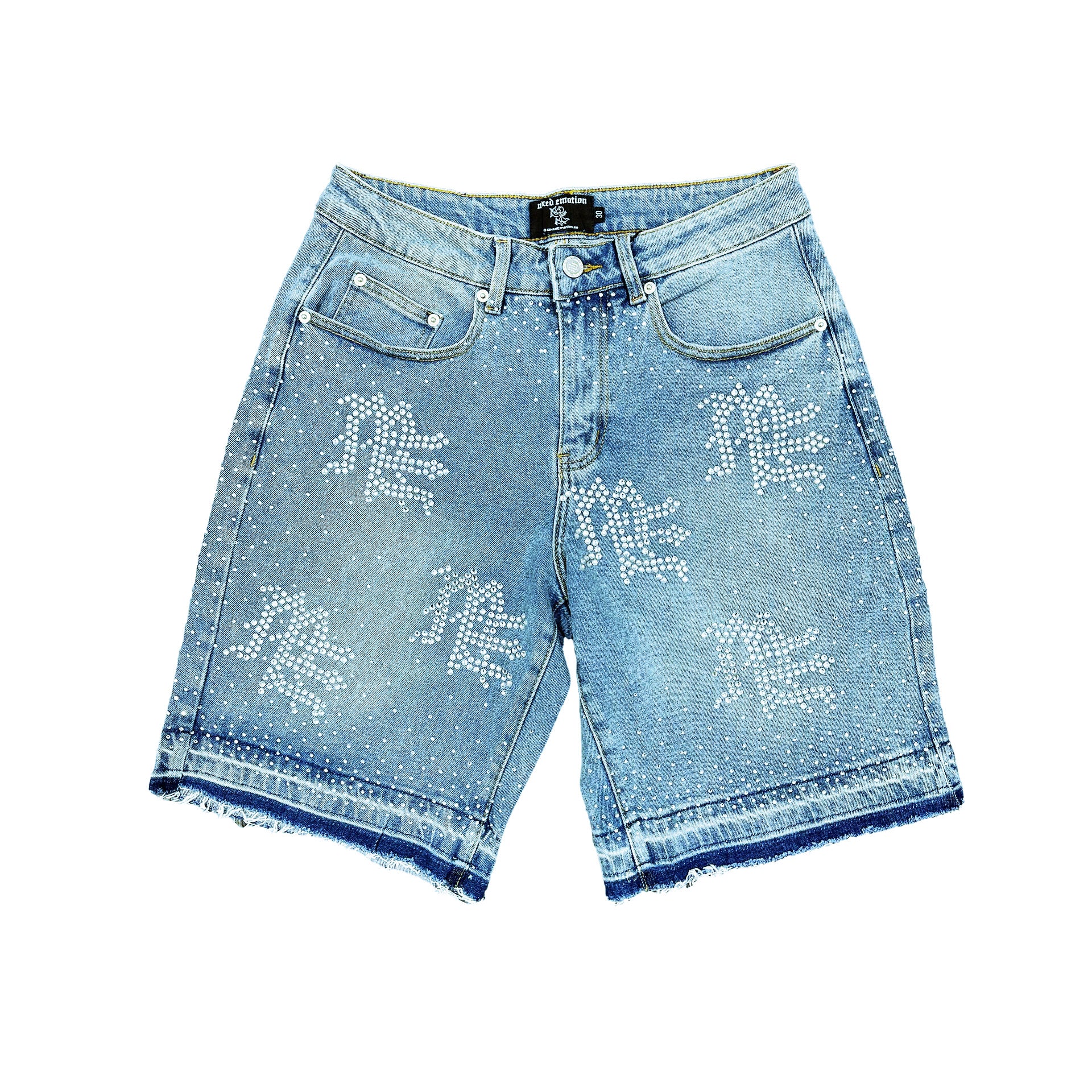 ‘ME’ Rhinestone Denim Shorts – Mixed Emotion
